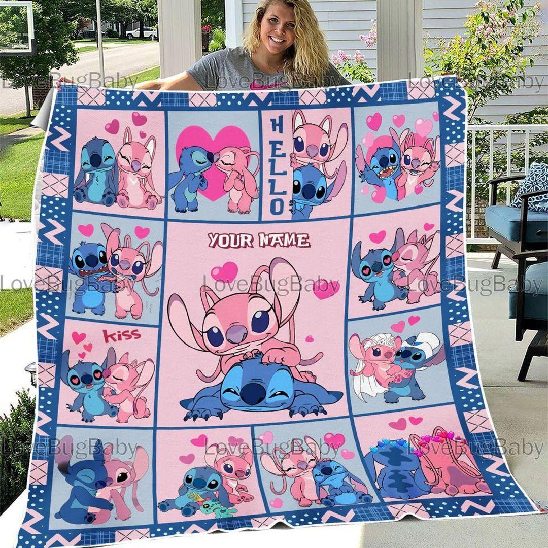 Dinsey Lilo and Stitch Personalized Fleece Blanket, Stitch Cozy Fleece ...