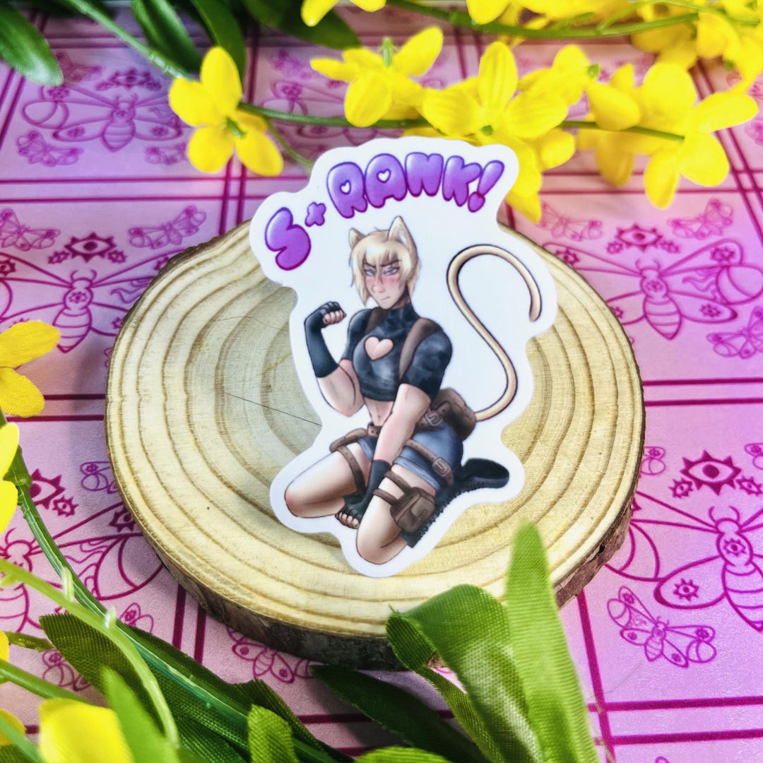 Catboy Leon Vinyl Sticker S Rank Zombie Fighter Meme Decal for Gamers ...