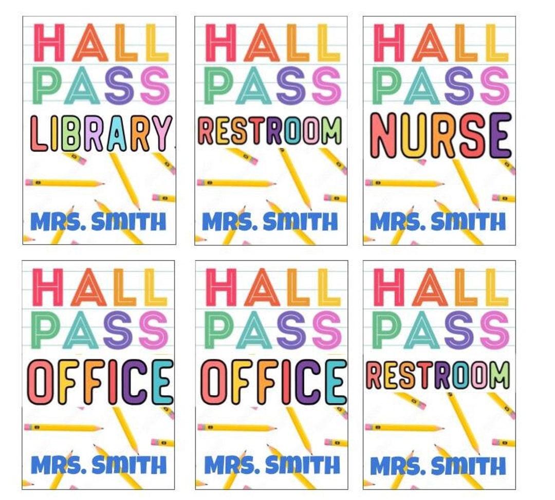 Classroom Hall Passes 6 Pk Bundle for Teacher Classroom Hall Passes ...