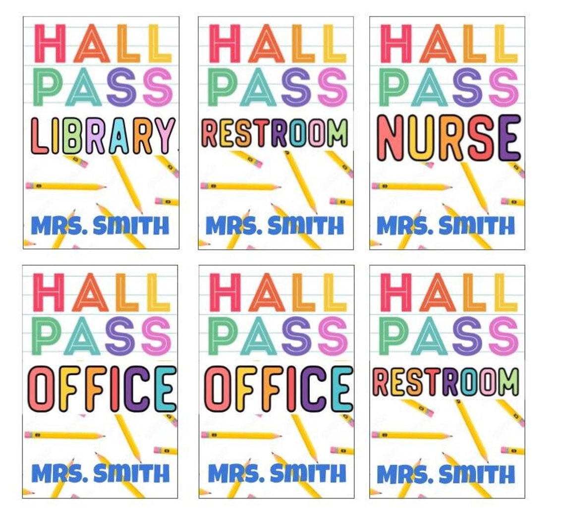 Classroom Hall Passes 6 Pk Bundle for Teacher Classroom Hall Passes ...