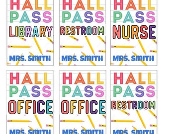 Classroom Hall Passes 6 Pk Bundle for Teacher Classroom Hall Passes ...