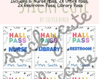 Classroom Hall Passes 6 Pk Bundle for Teacher Classroom Hall Passes ...