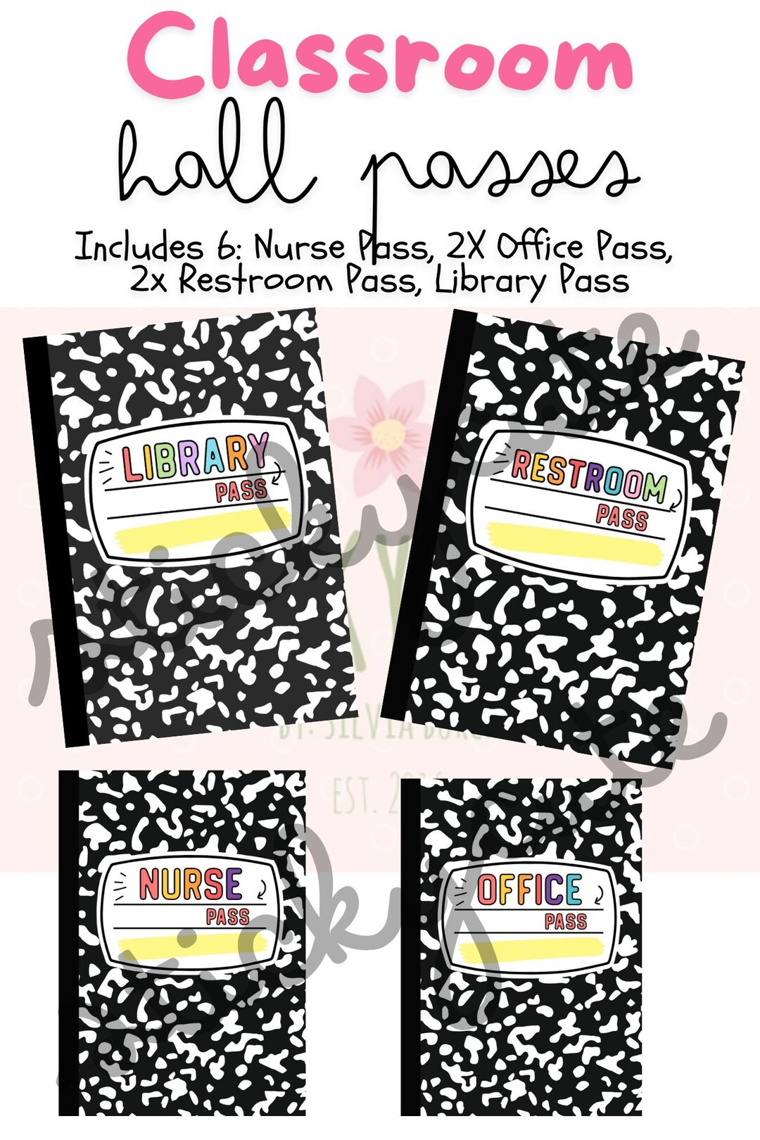 Classroom Hall Passes 6 Pk Bundle for Teacher Classroom Hall Passes ...
