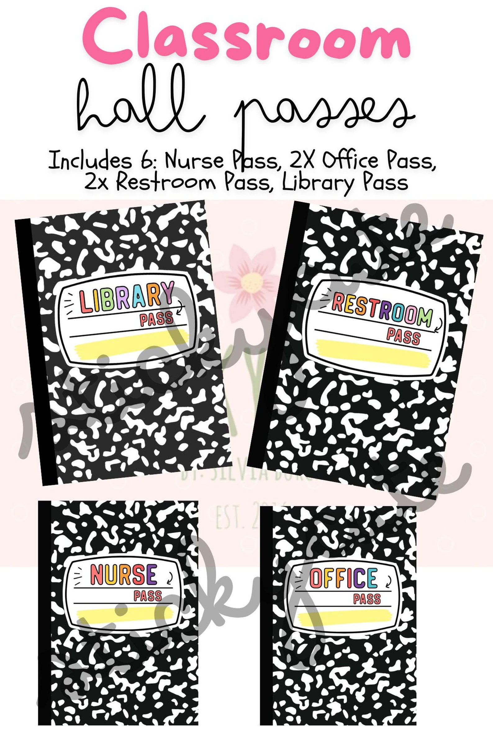 Classroom Hall Passes 6 Pk Bundle for Teacher Classroom Hall Passes ...