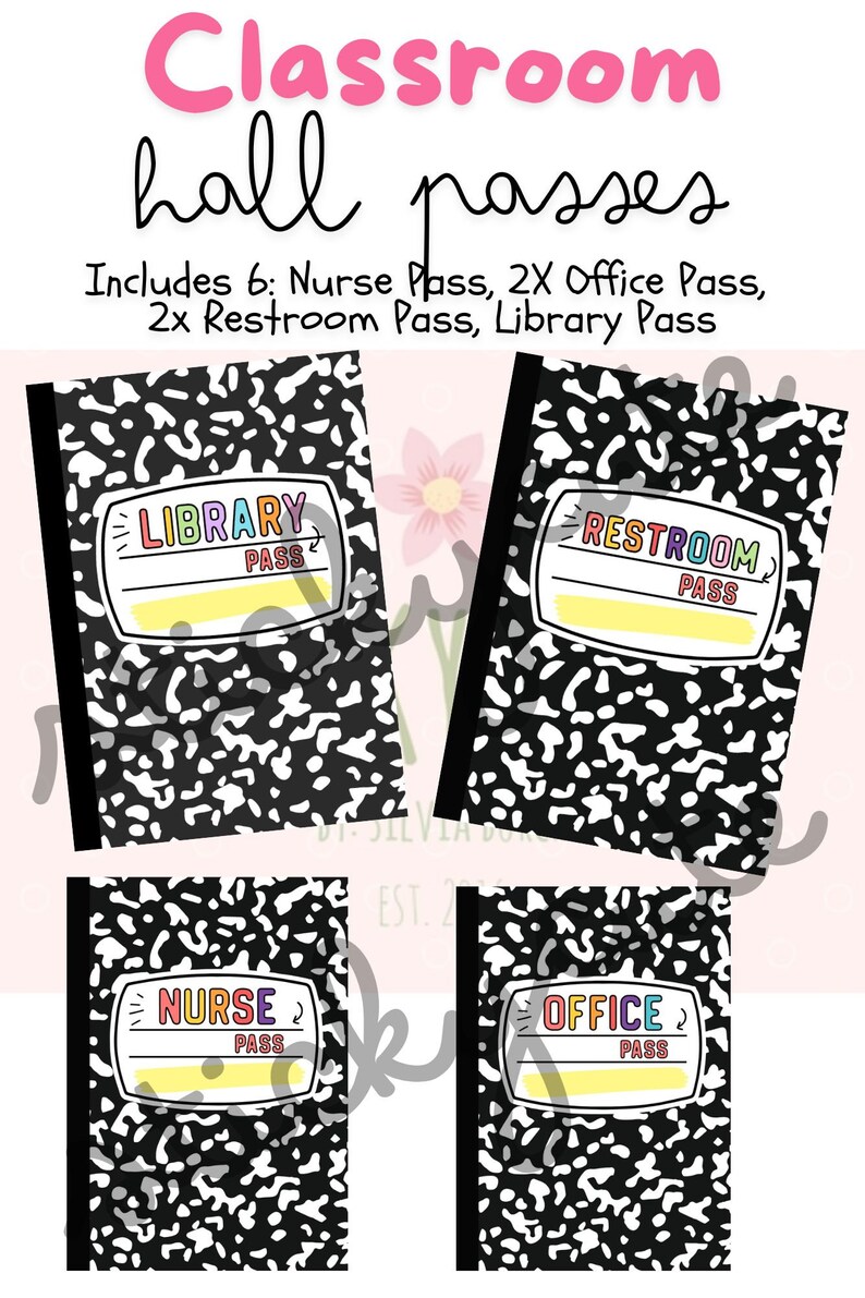 Classroom Hall Passes 6 Pk Bundle for Teacher Classroom Hall Passes ...