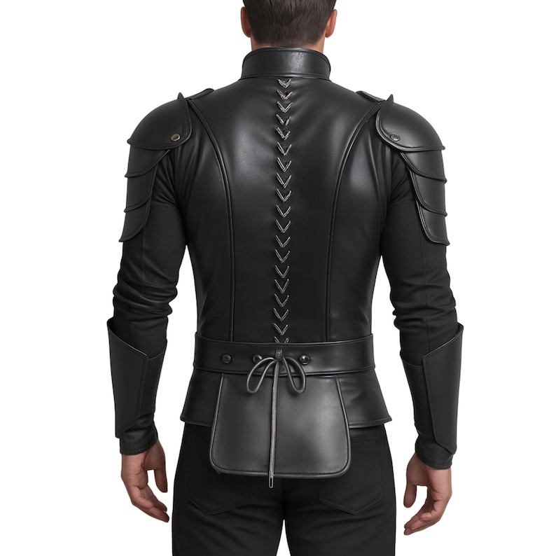 Black Leather Armor Set for Men | Knight Chest Plate & Shoulder Guards ...