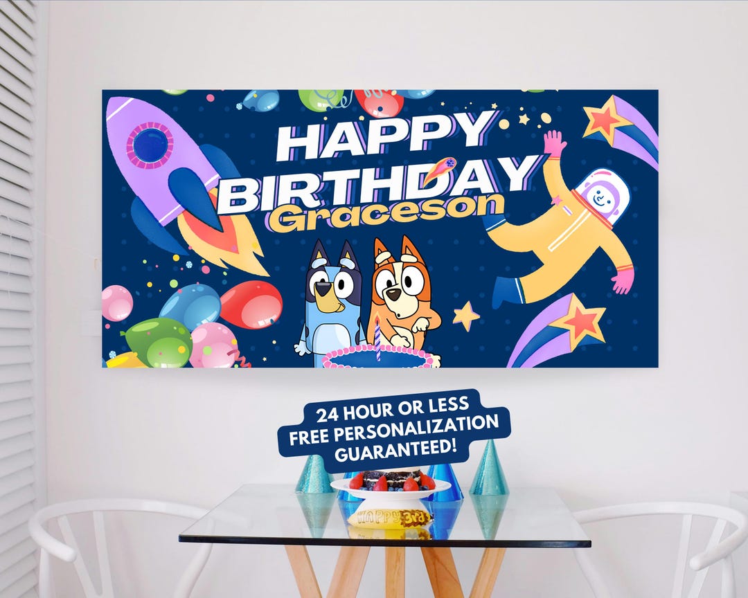 Bluey Birthday Banner Bluey Birthday Decorations Printable Happy ...