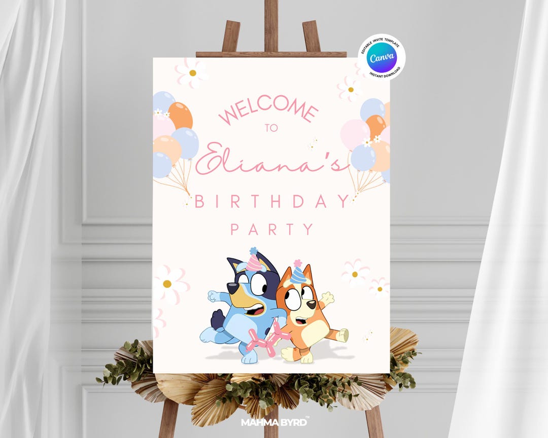 Letrero de bienvenida de Bluey / Decoraciones de cumpleaños de Bluey ...