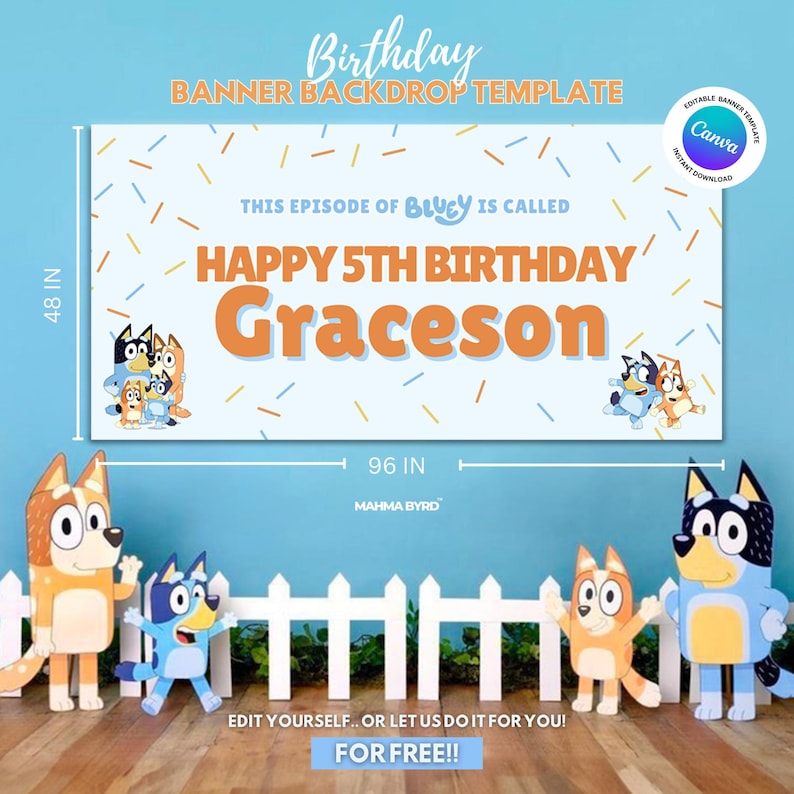 Bluey Birthday Banner Bluey Birthday Banner Printable Happy Birthday ...