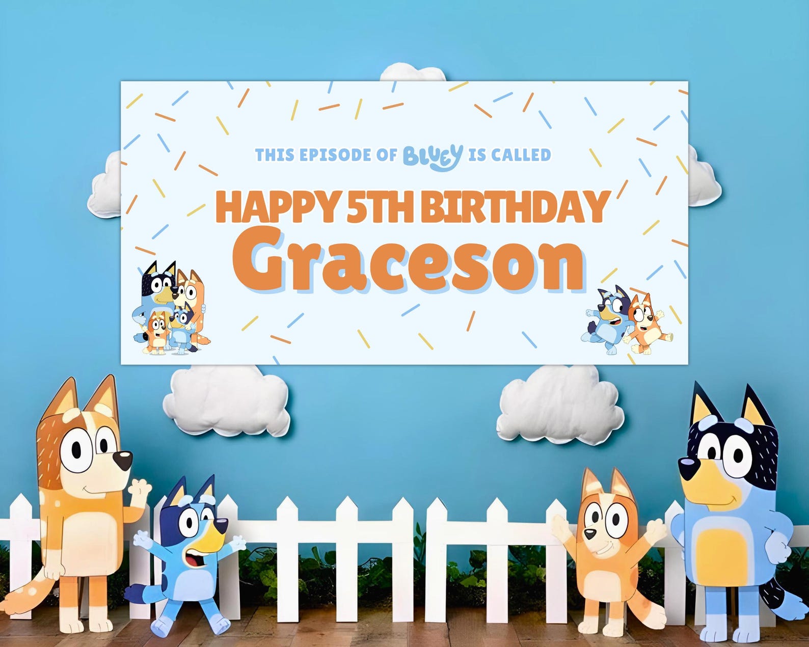 Bluey 5th Birthday Banner Bluey Birthday Banner Printable Happy ...