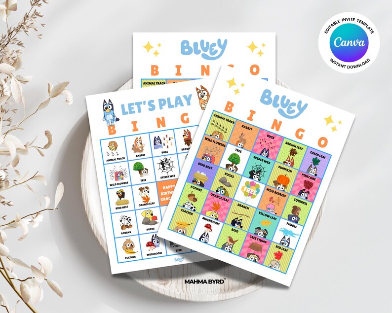 Bluey Theme Bingo Cards Printable for Kids Game - Etsy Hong Kong