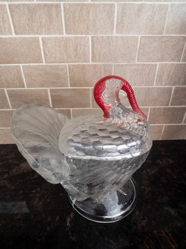 Vintage Clear Glass Turkey Candy Dish - Etsy
