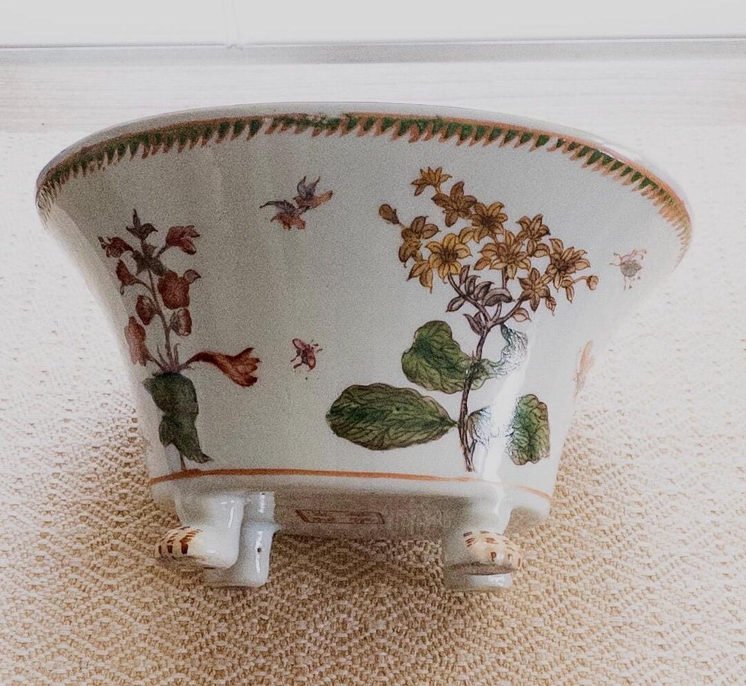 Vintage Chinese Footed Bowl Planter Insects and Flowers - Etsy