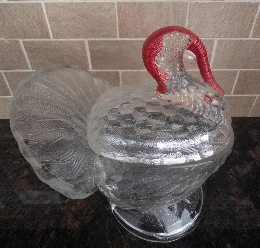 Vintage Clear Glass Turkey Candy Dish - Etsy