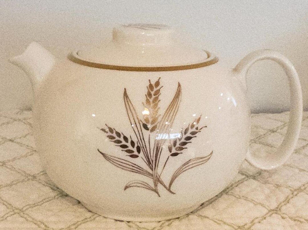 Vintage WS George Golden Wheat Teapot - Etsy