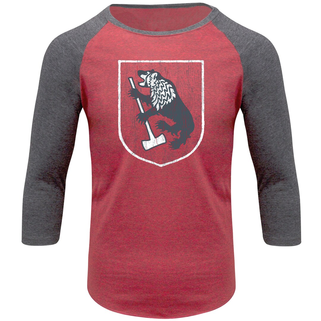 House Scansin, Badger, Coat of Arms, Axe, Wisconsin, Unisex, Baseball T ...