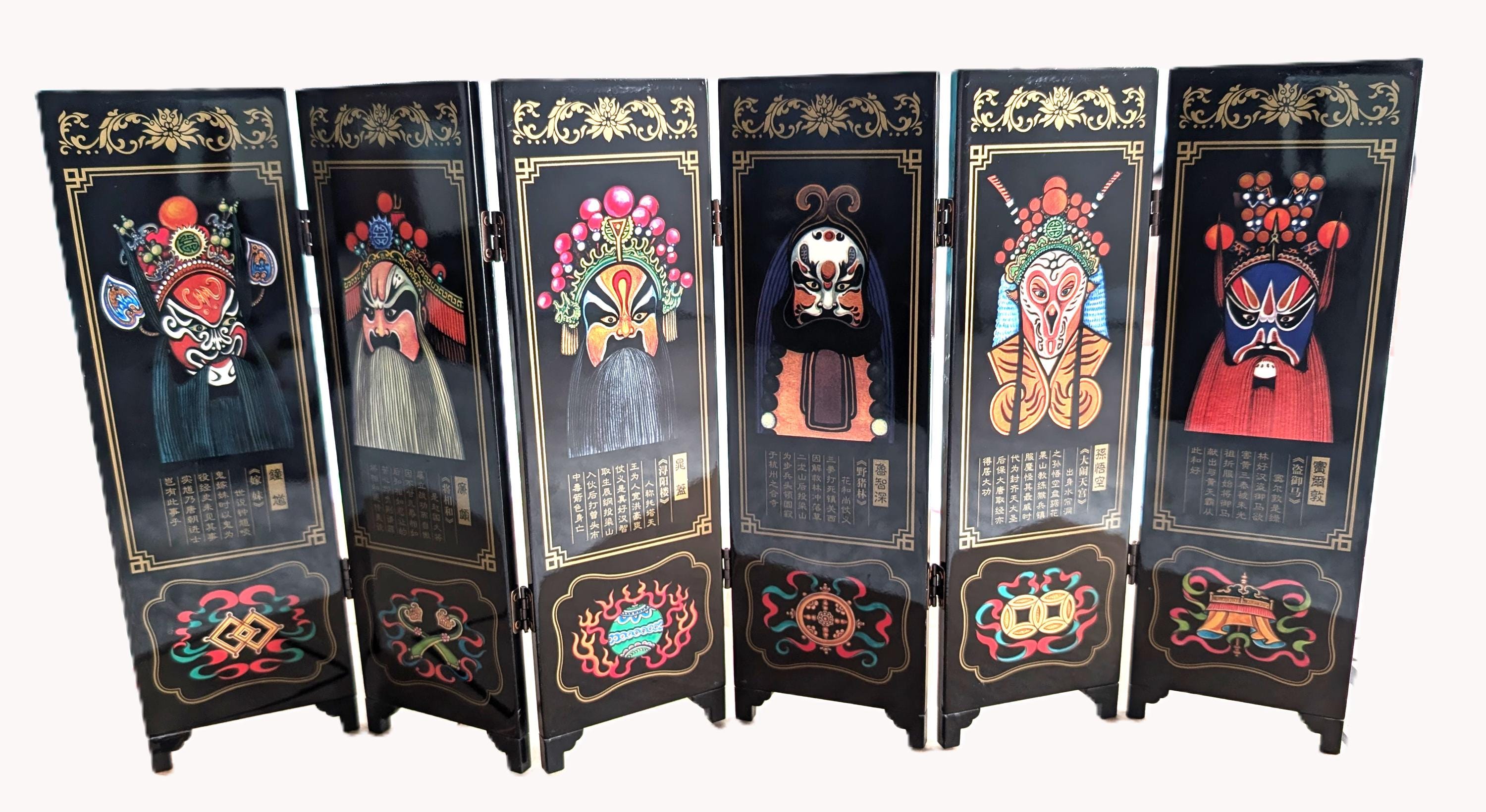 Chinese Mini Six Panel Folding Screen Facial Makeup of Peking Opera - Etsy