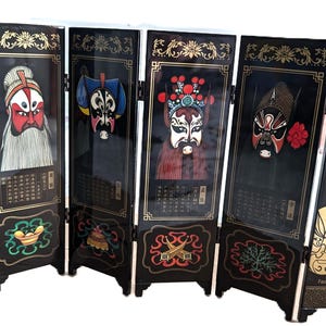 Chinese Mini Six Panel Folding Screen Facial Makeup of Peking Opera - Etsy