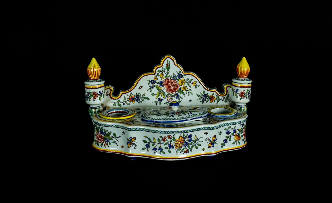 Inkwell, Double Porcelain, Antique French Faience, Late 19th Century - Etsy