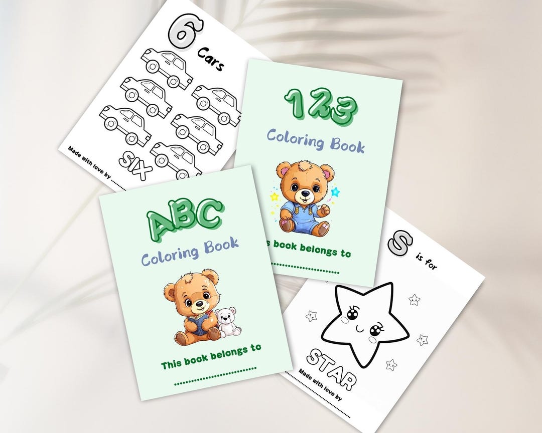 ABC and 123 Coloring Book Set | Printable PDF - Etsy
