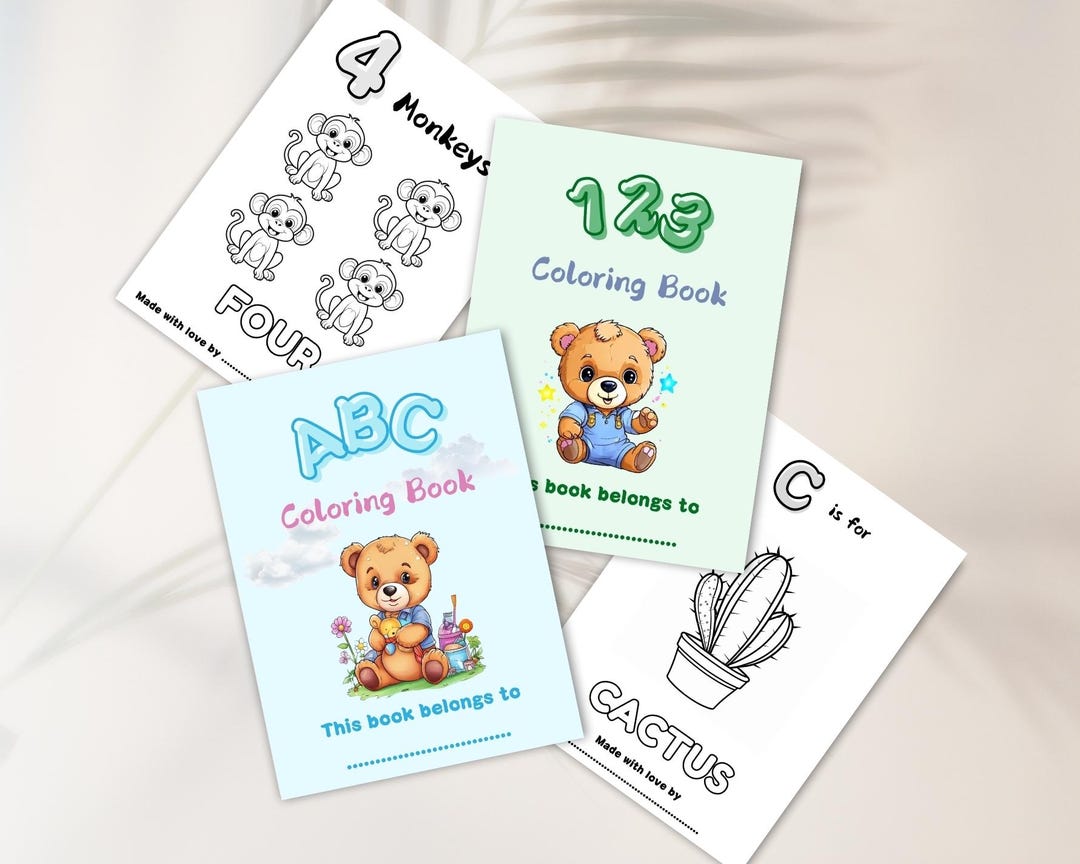 ABC 123 Coloring Book Set | Baby Toddler Learning (printable PDF) - Etsy