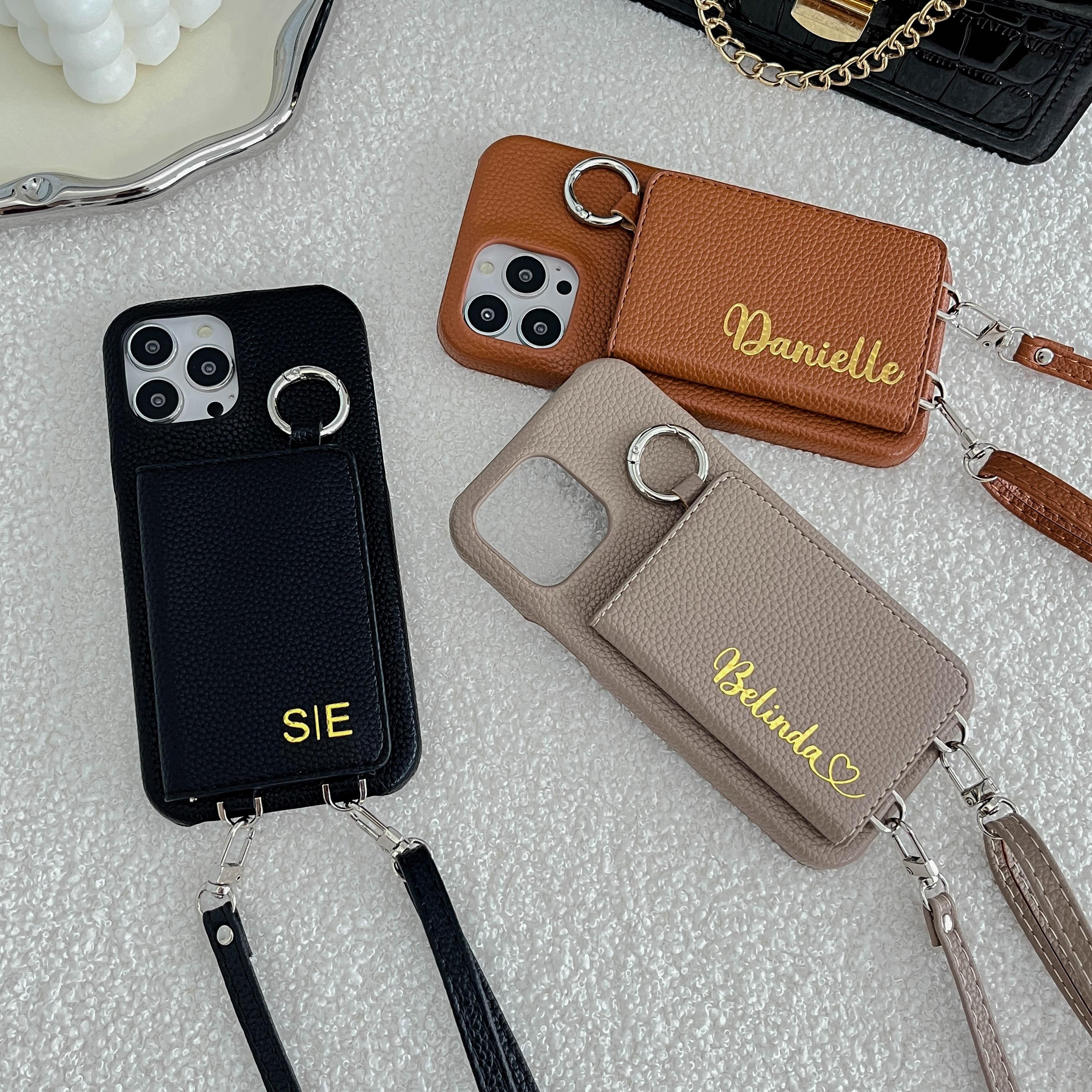 IPhone 16 Case, Personalized Leather iPhone Case, Crossbody Strap Card ...