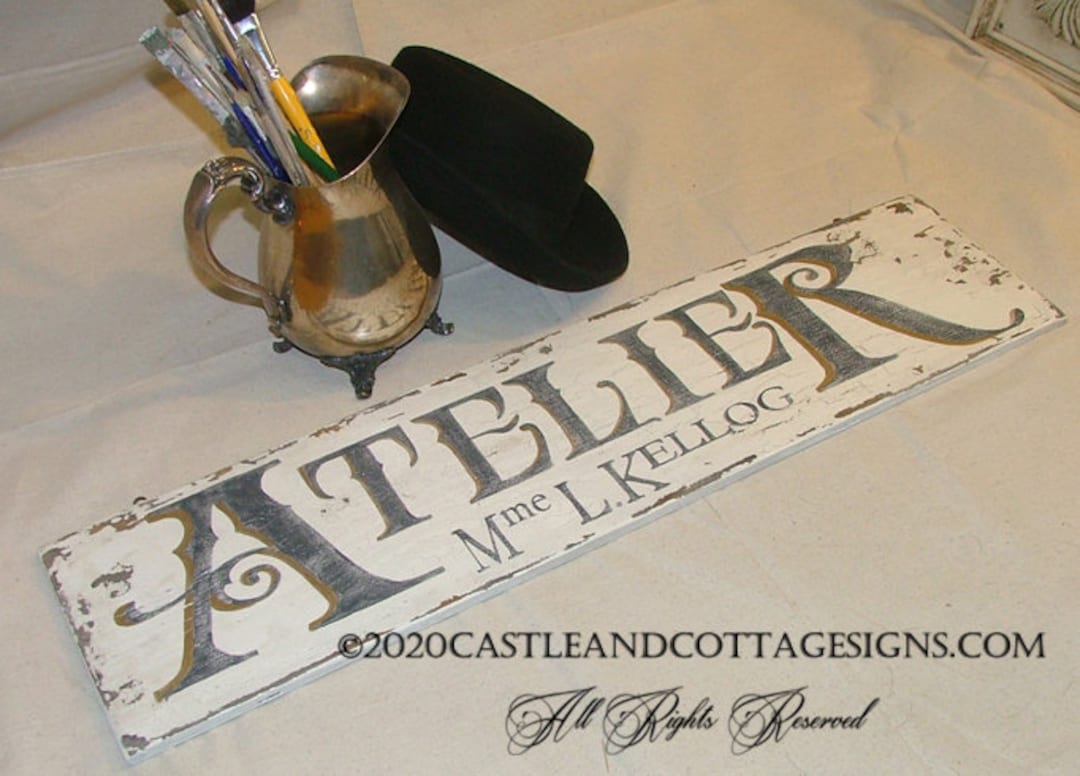 Atelier • French Workshop • Vintage Sign • Hand Painted • Personalized ...