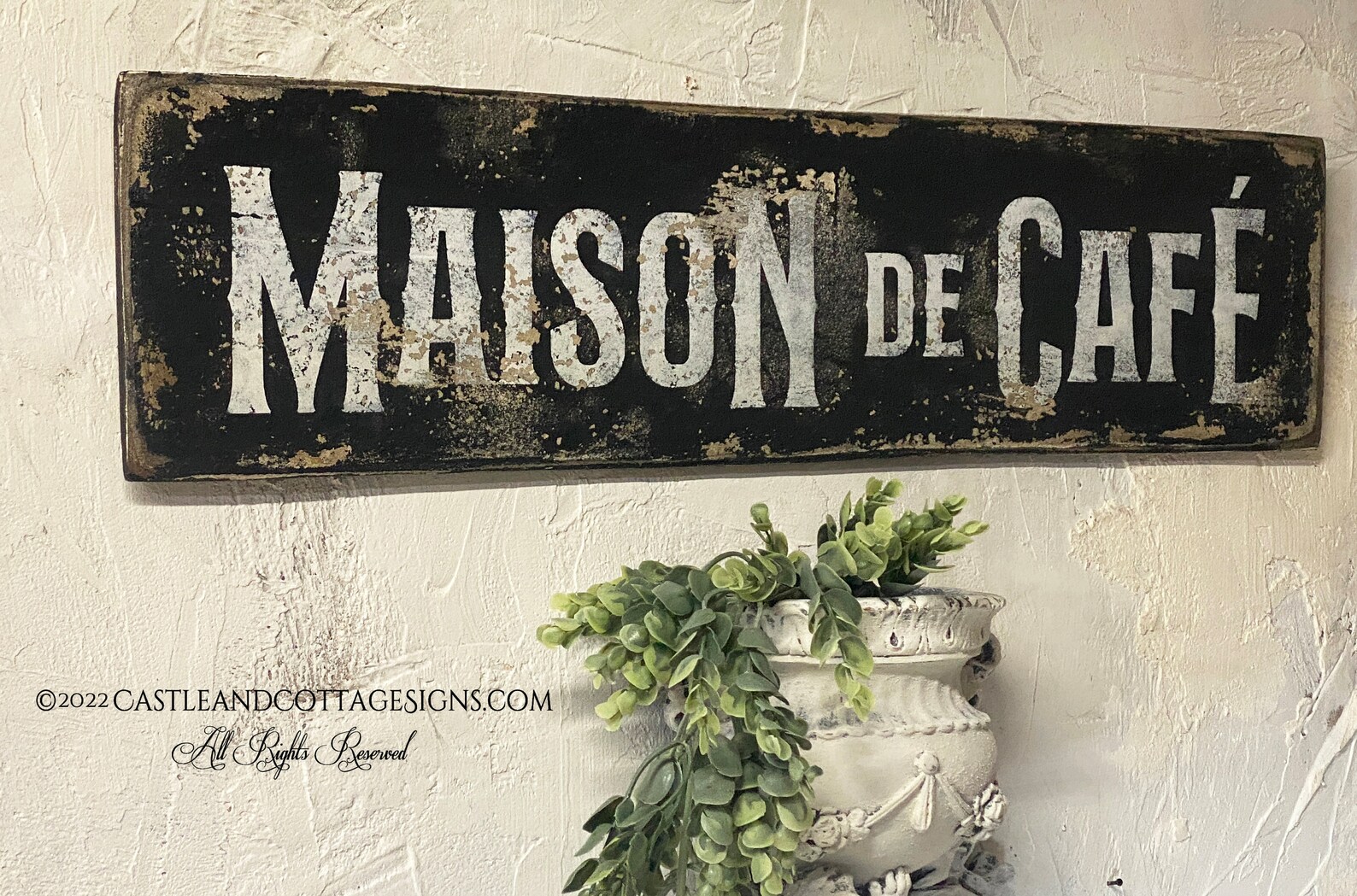 Rustic French Maison De Cafe Vintage OOAK Hand Painted - Etsy