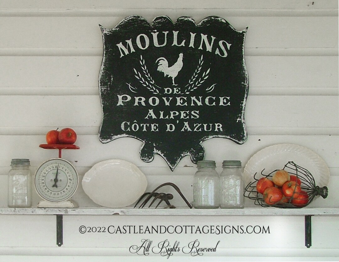 Vintage French Sign • Moulins De Provence • Hand Painted Original ...