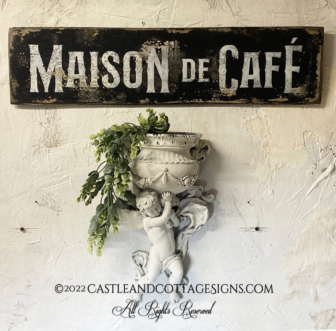 Rustic French Maison De Cafe Vintage OOAK Hand Painted - Etsy