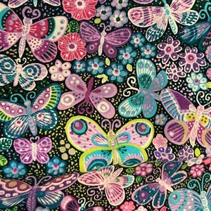 Andover Eden by Kathy Hall Bright Butterflies on Green Speckle ...