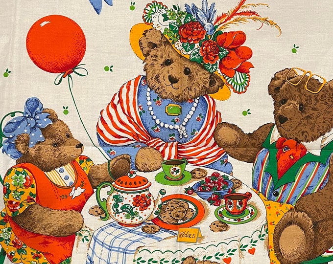 Teddy Bear Family Cotton Fabric Panel: Nursery Quilt Sewing Print (44 ...