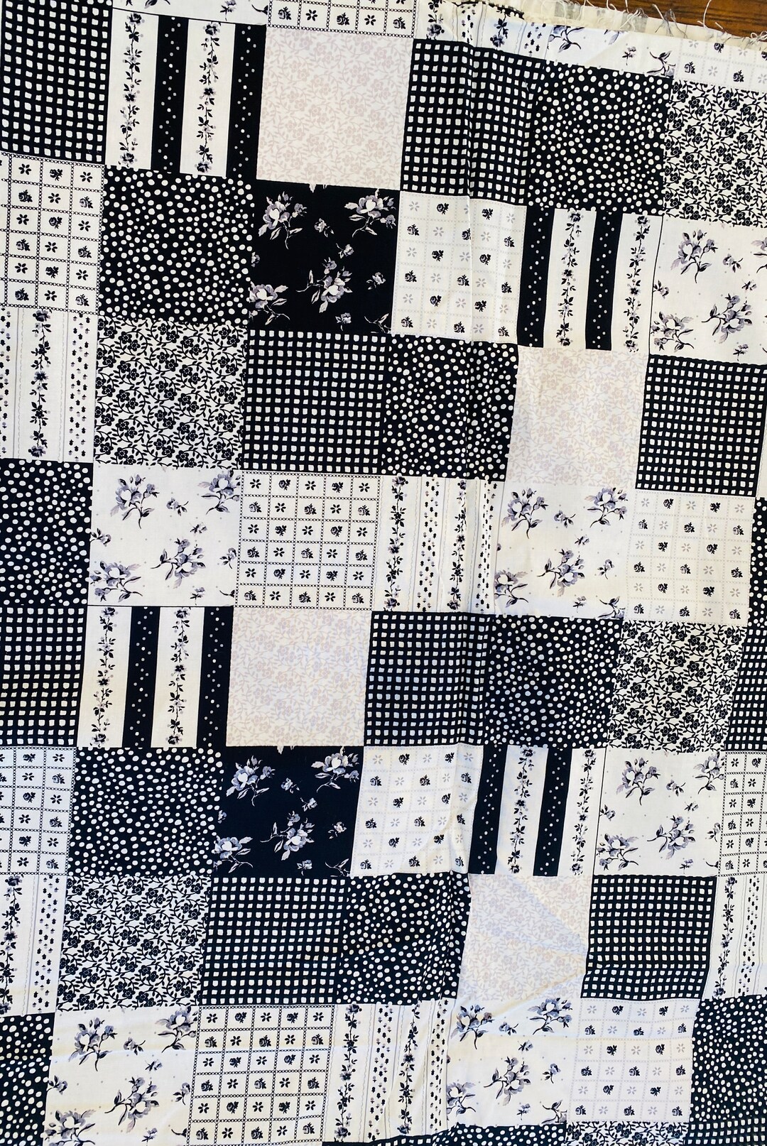 Adorable Black & White Patchwork Cheater Quilt Fabric. Little - Etsy