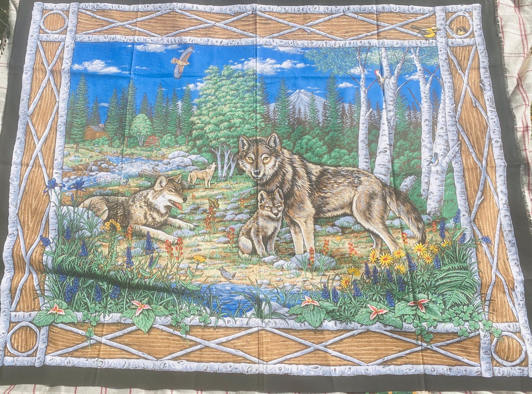 Wolf Pack Large Cheater Quilt Quilting and Sewing Fabric Panel by ...