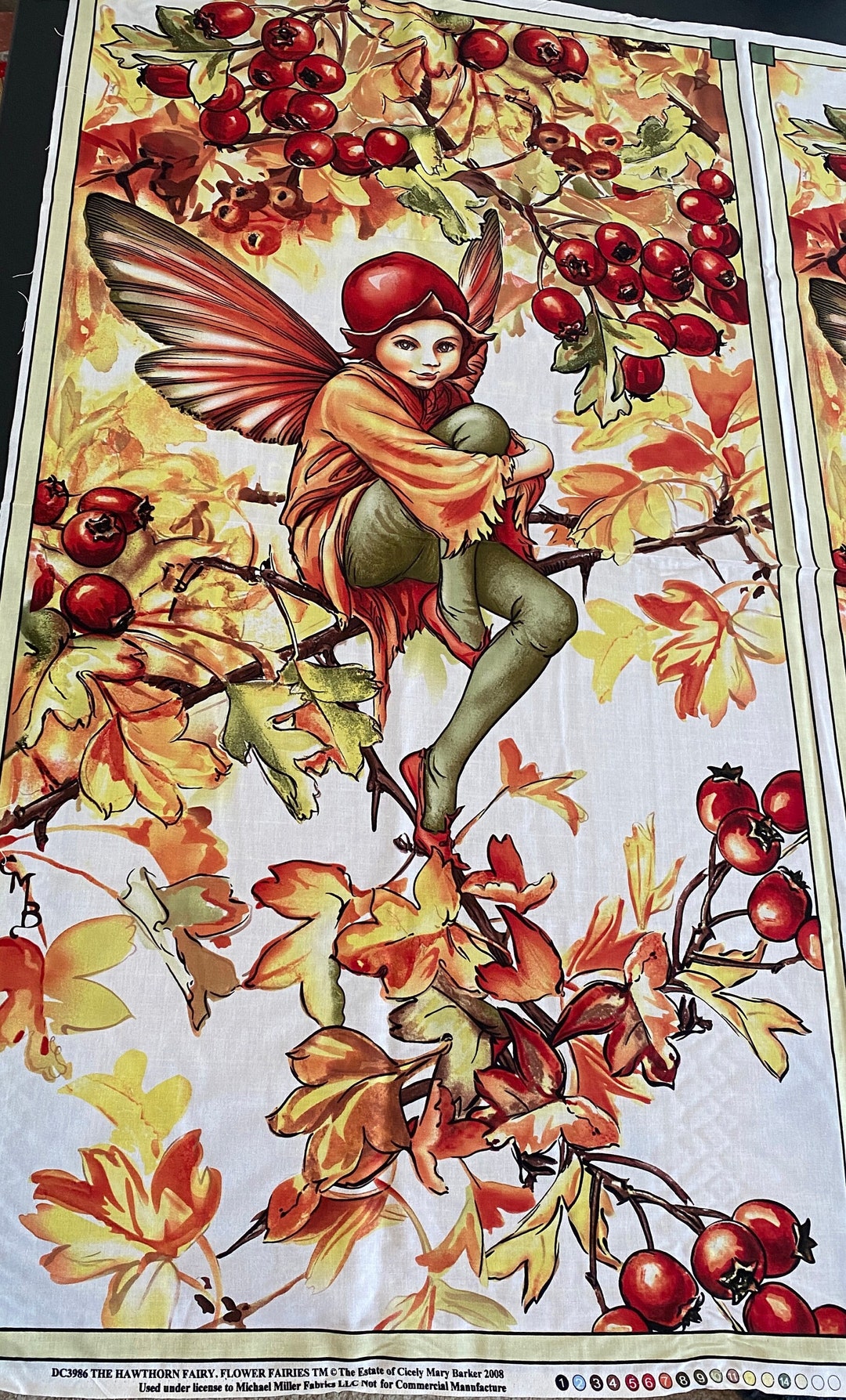 Hawthorn Fairy, Flower Fairies. Quilting, Sewing Cotton Fabric Panel ...
