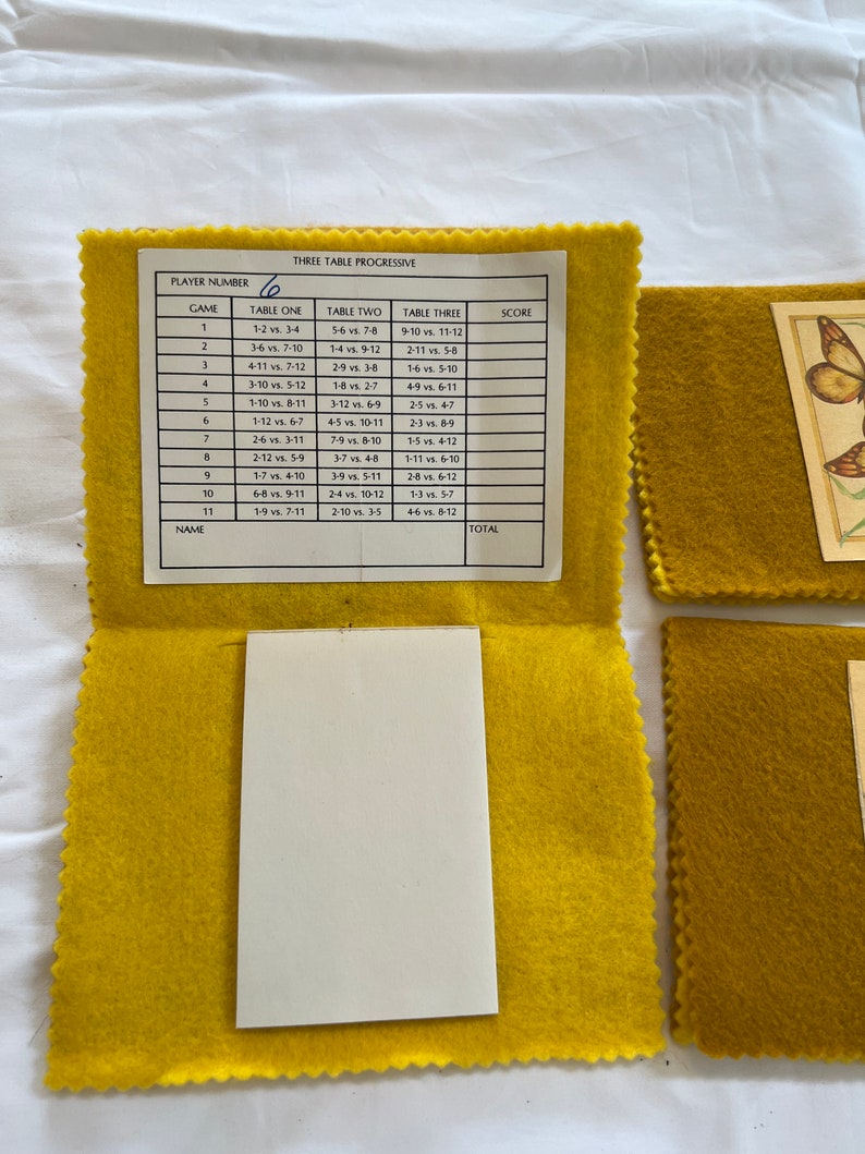 Vintage Handmade Felt Bridge Score Card Set: Burnt Orange Butterfly ...