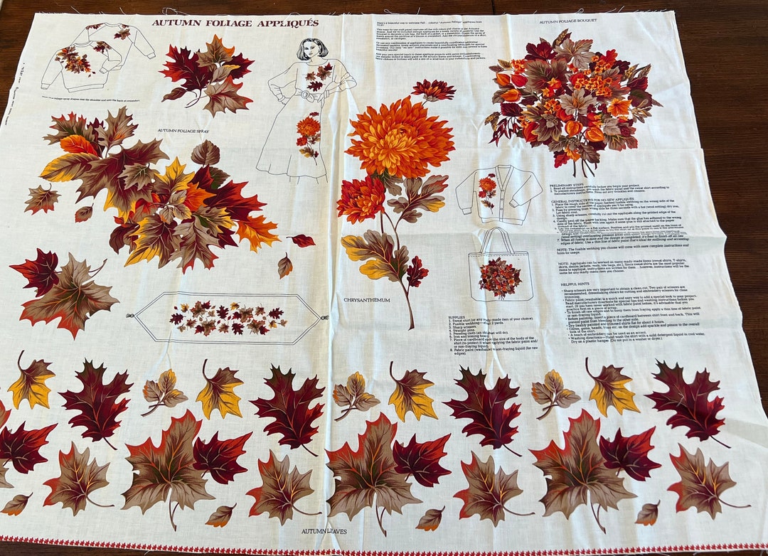 Autumn Leaves Appliqué Fabric Panel: Fall Quilting & Sewing (34x44) - Etsy