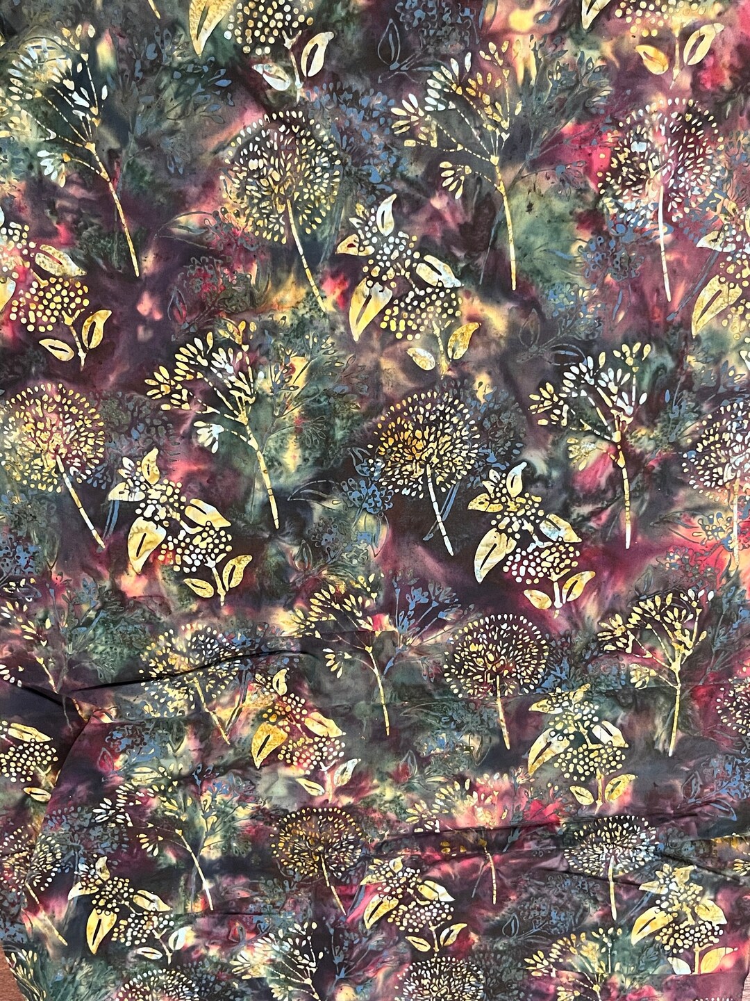 1/2 Yard Dyed Thistle Floral Silhouette Batik Quilting and Sewing ...