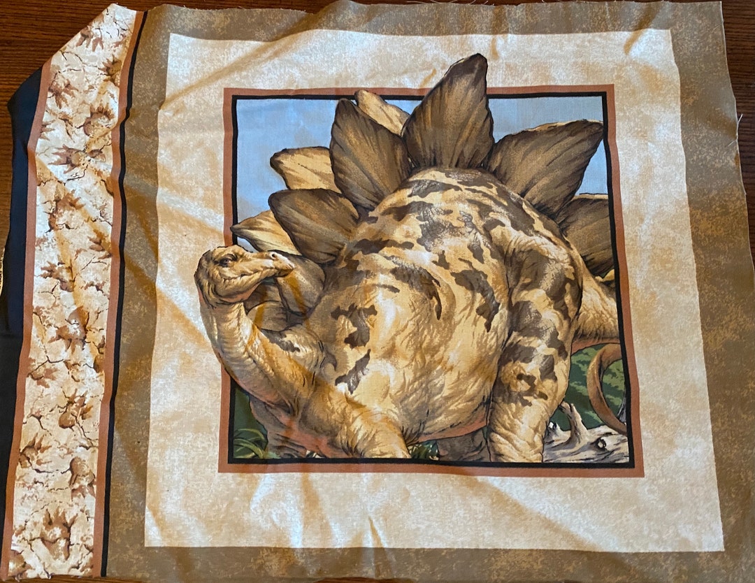 Stegosaurus Dinosaur Pillow, Quilt Square Fabric Panel. VIP Cranston ...