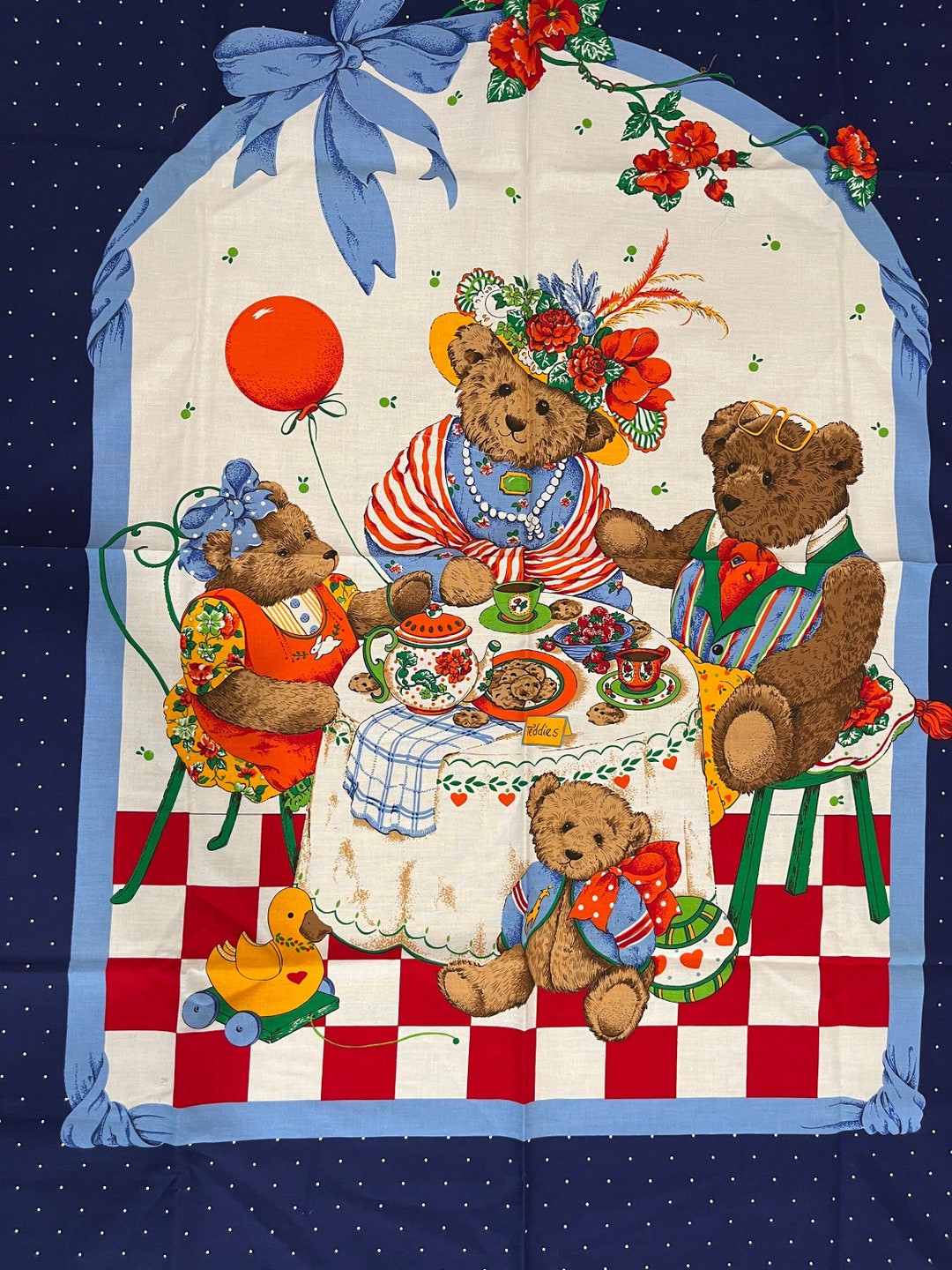 Teddy Bear Family Cotton Fabric Panel: Nursery Quilt Sewing Print (44 ...