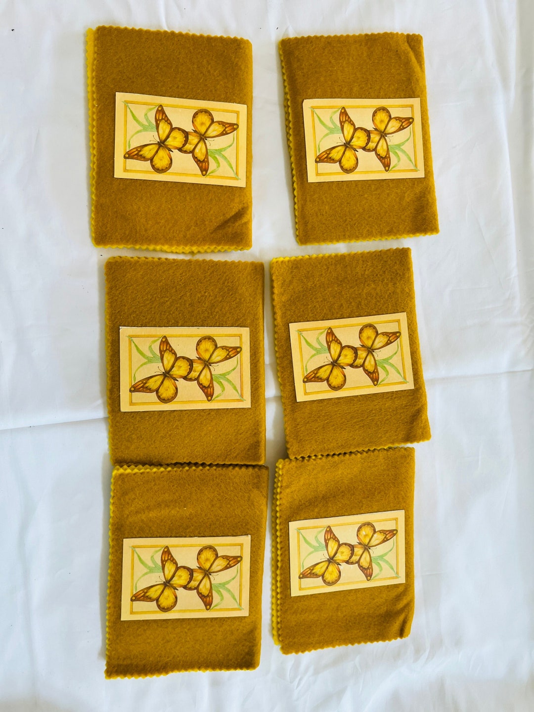 Vintage Handmade Felt Bridge Score Card Set: Burnt Orange Butterfly ...