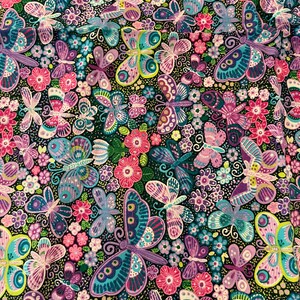 Andover Eden by Kathy Hall Bright Butterflies on Green Speckle ...