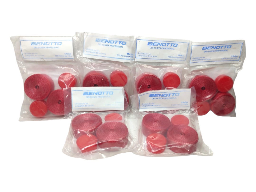6 Benotto Textured Red Handlebar Tapes Cello Bar Pack Vintage Bicycle ...