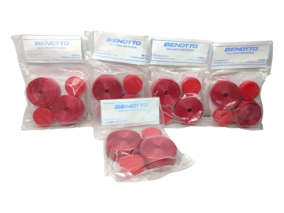 5 Benotto Textured Red Handlebar Tapes Cello Bar Pack Vintage Bicycle ...