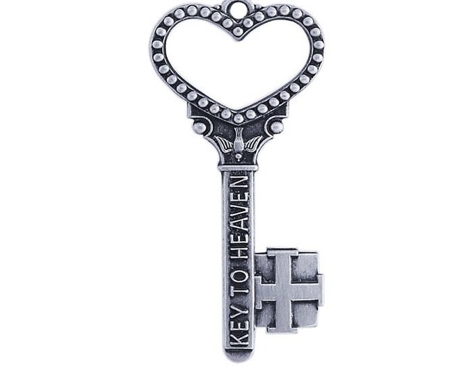 Cross KEY TO HEAVEN Sterling Silver Pendant -- Complimentary Ribbon or ...