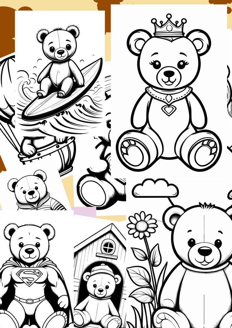 Cozy Teddy Bear Coloring Sheets 30 Pages Instant Download - Etsy