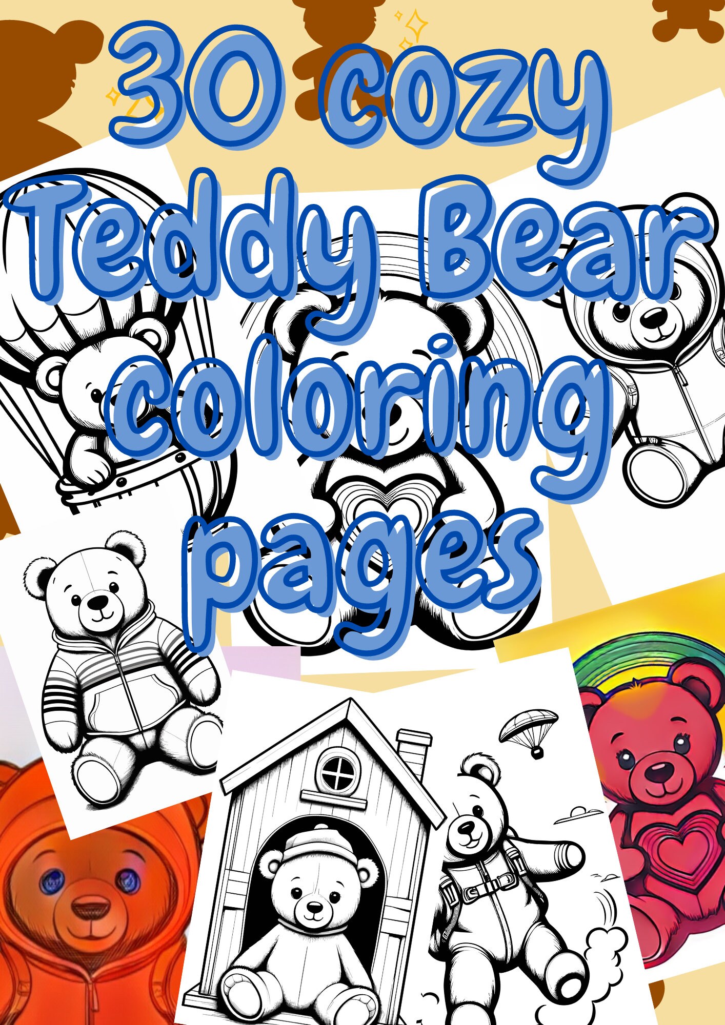 Cozy Teddy Bear Coloring Sheets 30 Pages Instant Download - Etsy