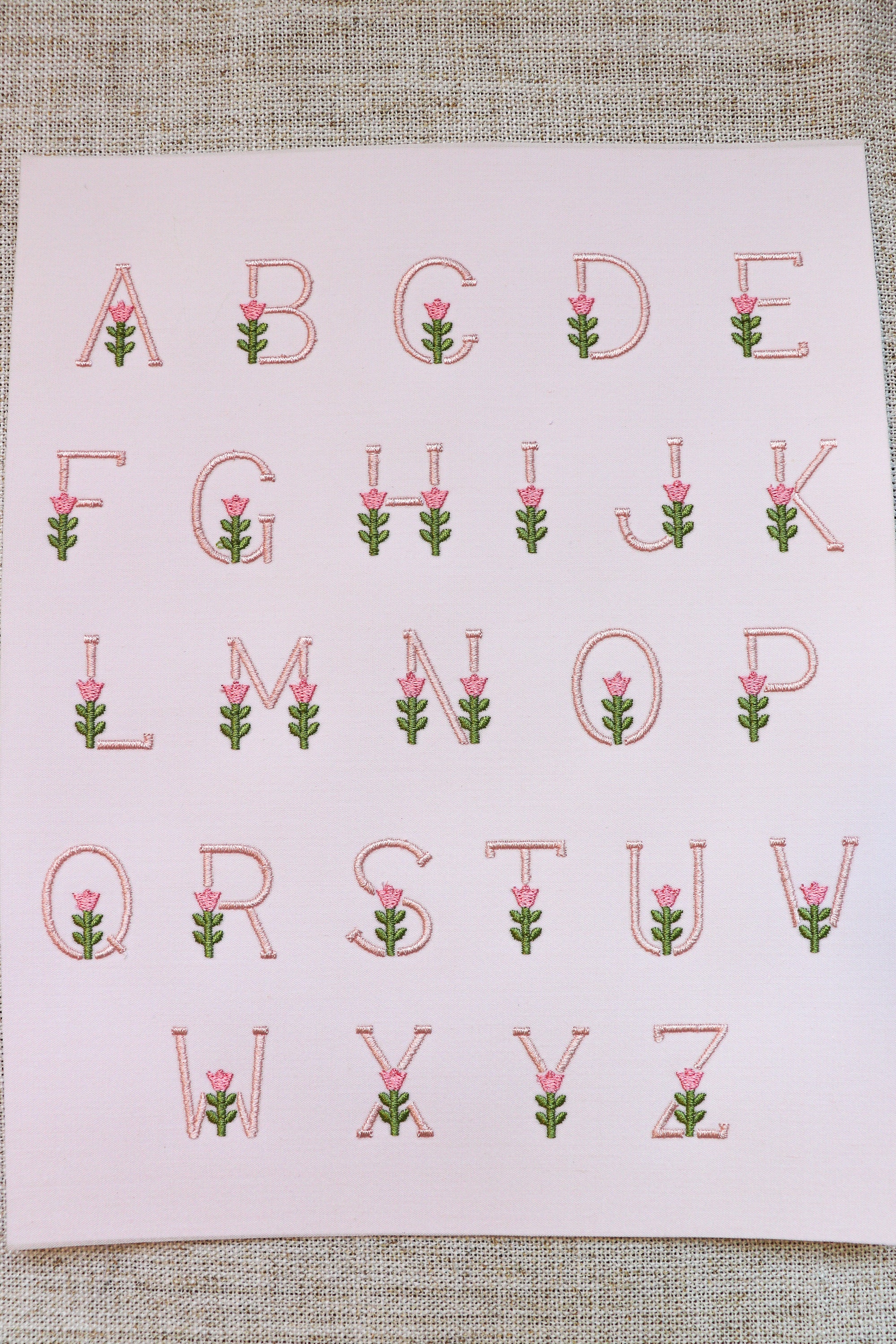 Custom Embroidered Floral Abcs Pink Wall Art 8x10 Alphabet Nursery ...