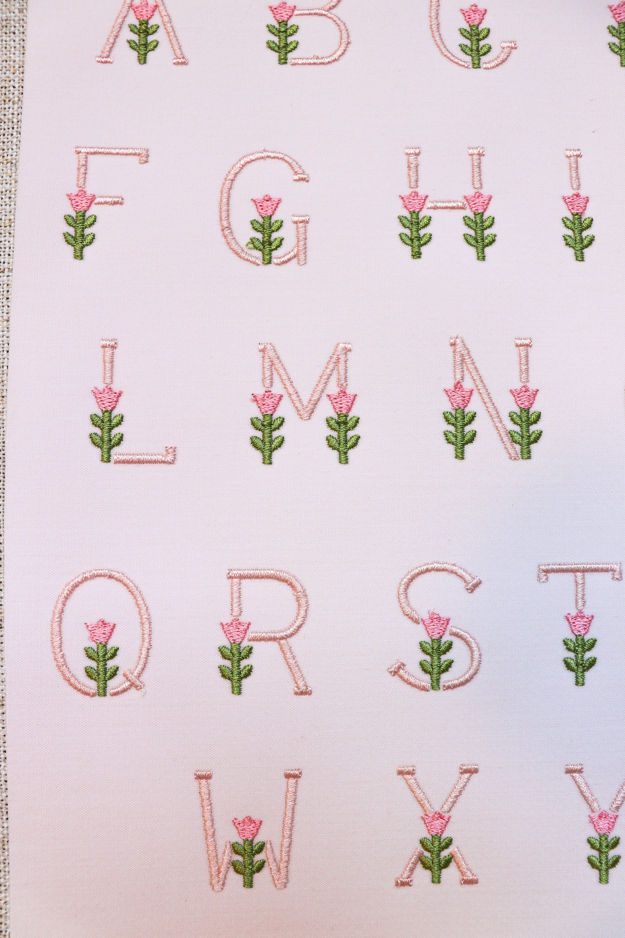 Custom Embroidered Floral Abcs Pink Wall Art 8x10 Alphabet Nursery ...