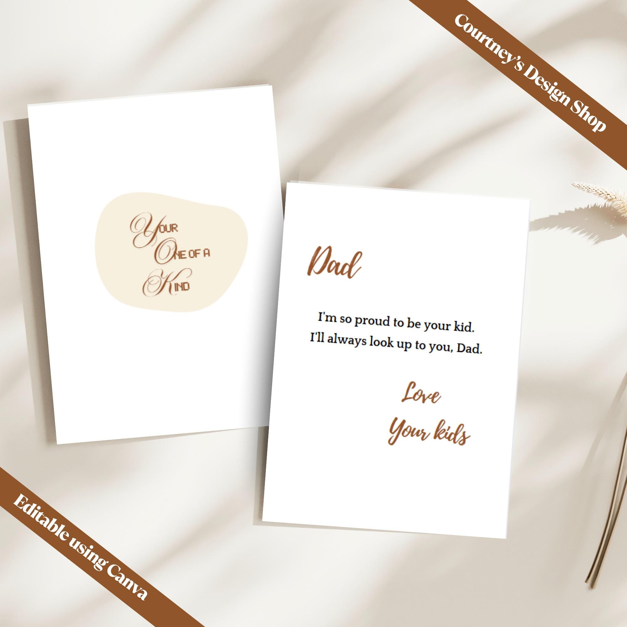 Editable Father's Day Card – Thank You Dad Card – Cute Watercolor ...